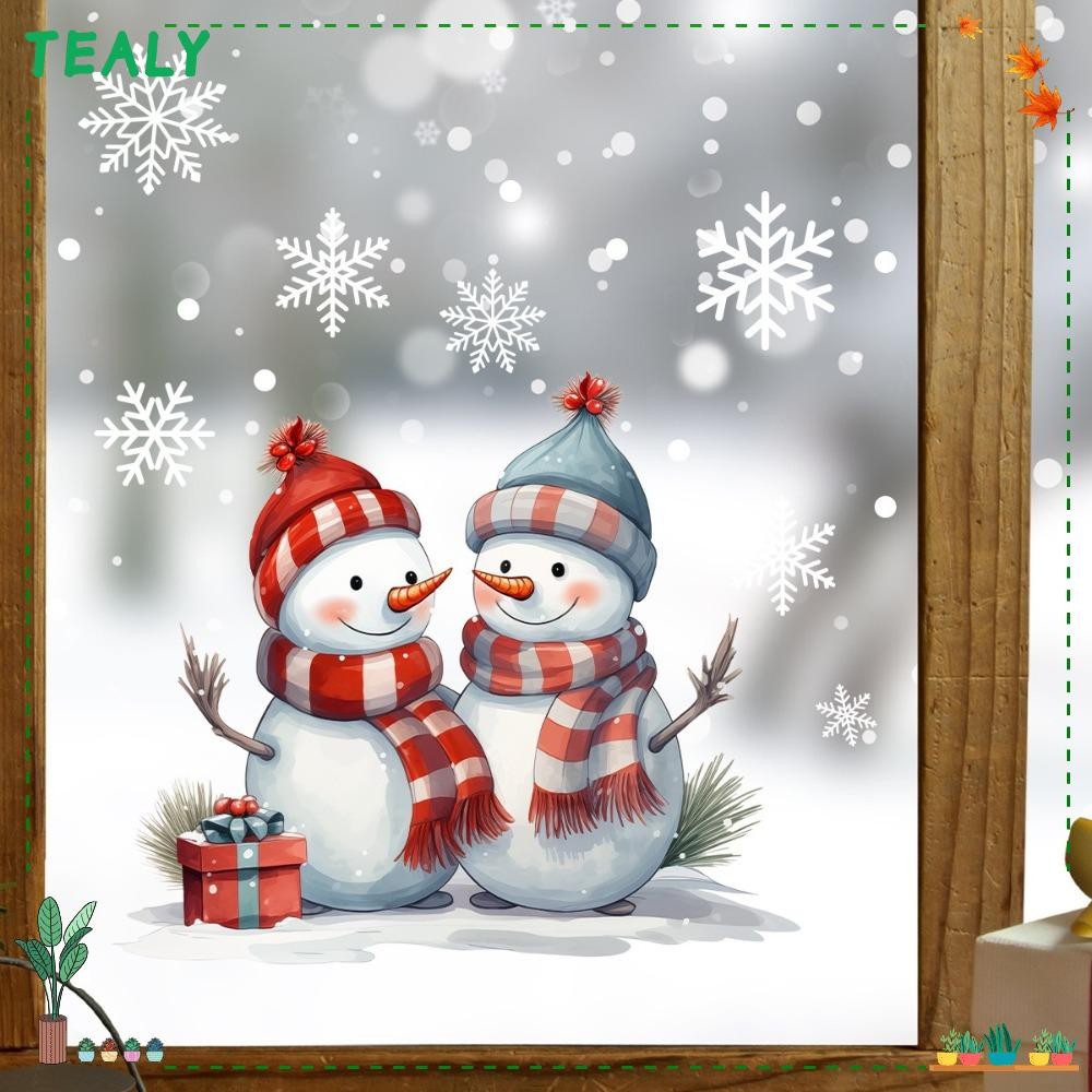 TEALY Snowman Decal, Self-adhesive Snowflakes Christmas Sticker ...