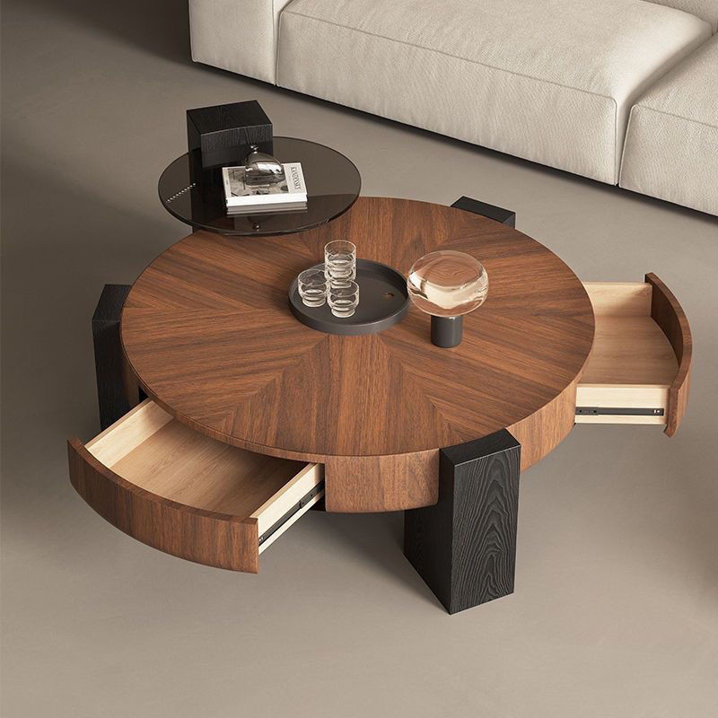 SG Living Room Italian Simple Solid Wood Coffee Table Combination Round ...