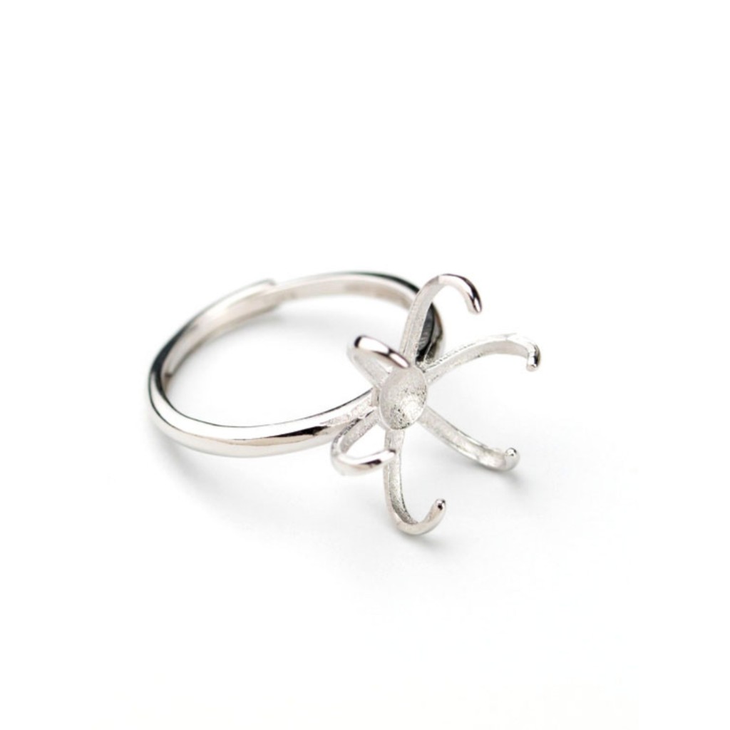 S925 Sterling Silver Six-Claw Shaped Carved Ring Gem Ring Supporter ...