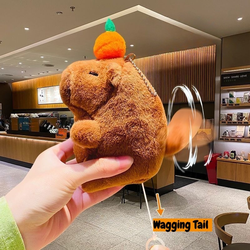 Simulation Wagging Tail Capybara Plush Toy Cute Doll Capibala Anime ...