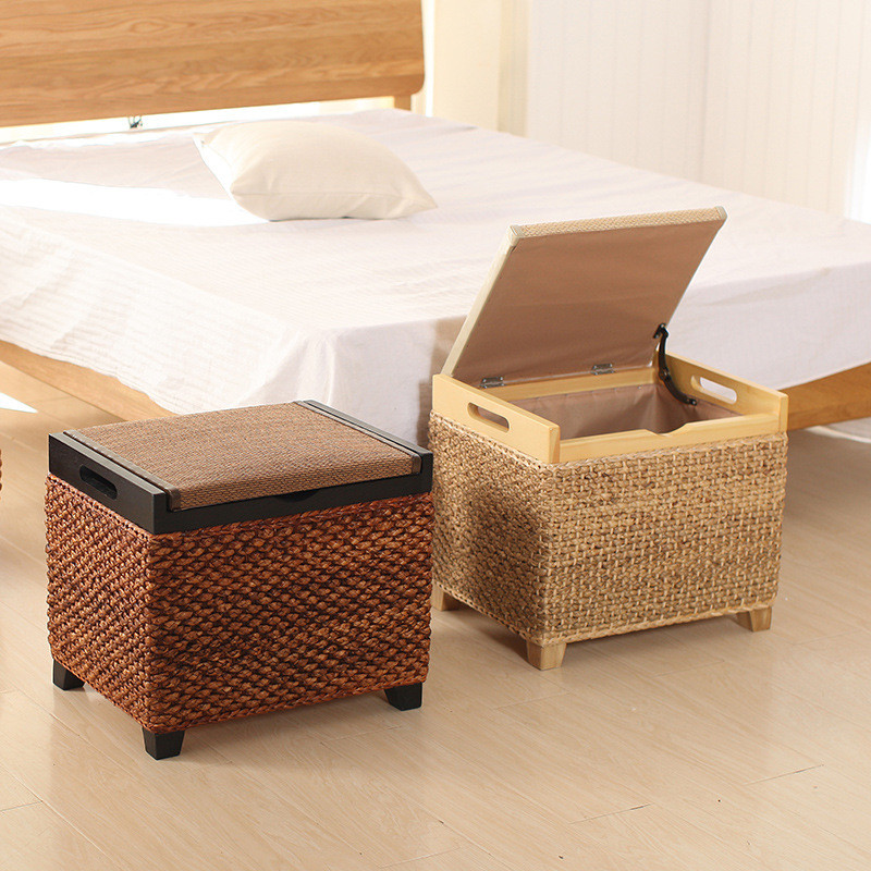 Rattan Storage Stool Shoe Stool Storage Stool Low Stool Storage Box ...