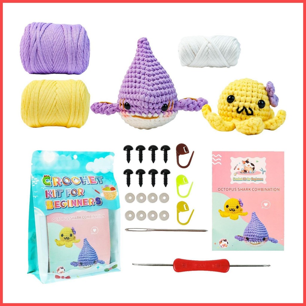 Sea Octopus Crochet Tool Crochet Cute Shark Octopus Complete Craft ...