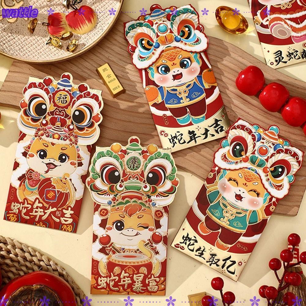 WATTLE Lucky Red Pockets, Cartoon 2025 Snake Year Red Envelope Year ...
