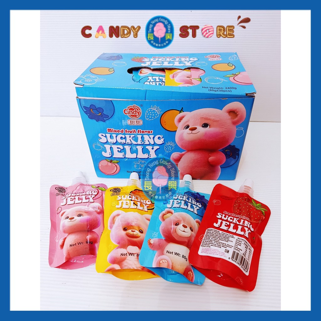 CINDY 30pcs Sucking Jelly Mixed Fruit Flavor 80gX30pcs (HALAL) | Shopee ...