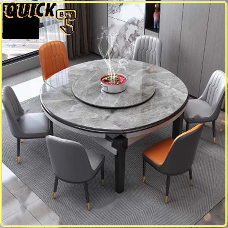 Dining Table Rock Plate Dining Table and Chair Combination Retractable ...