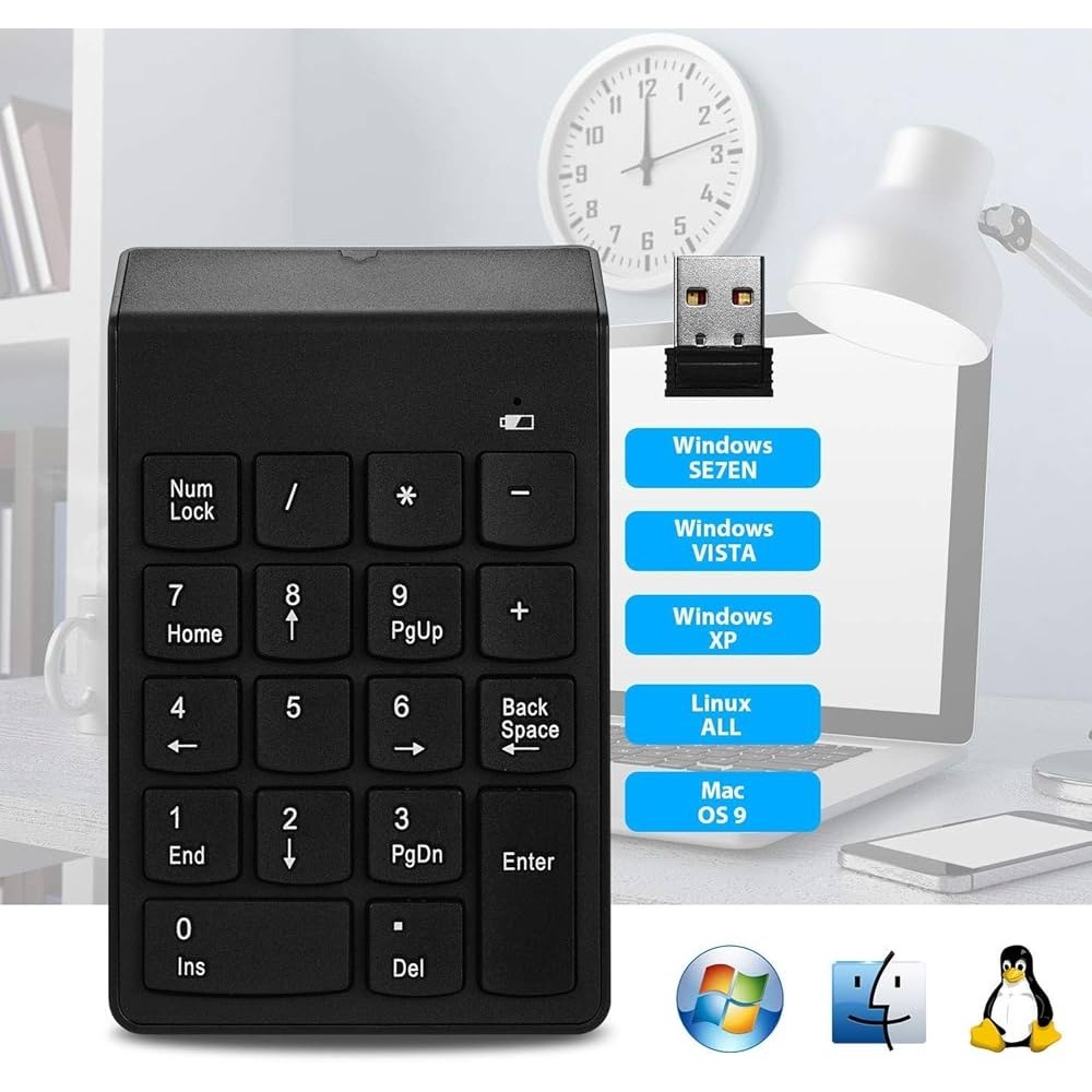 Mini Numeric Keypad Number Pad 18 Keys Keyboard for Laptop PC Desktop ...