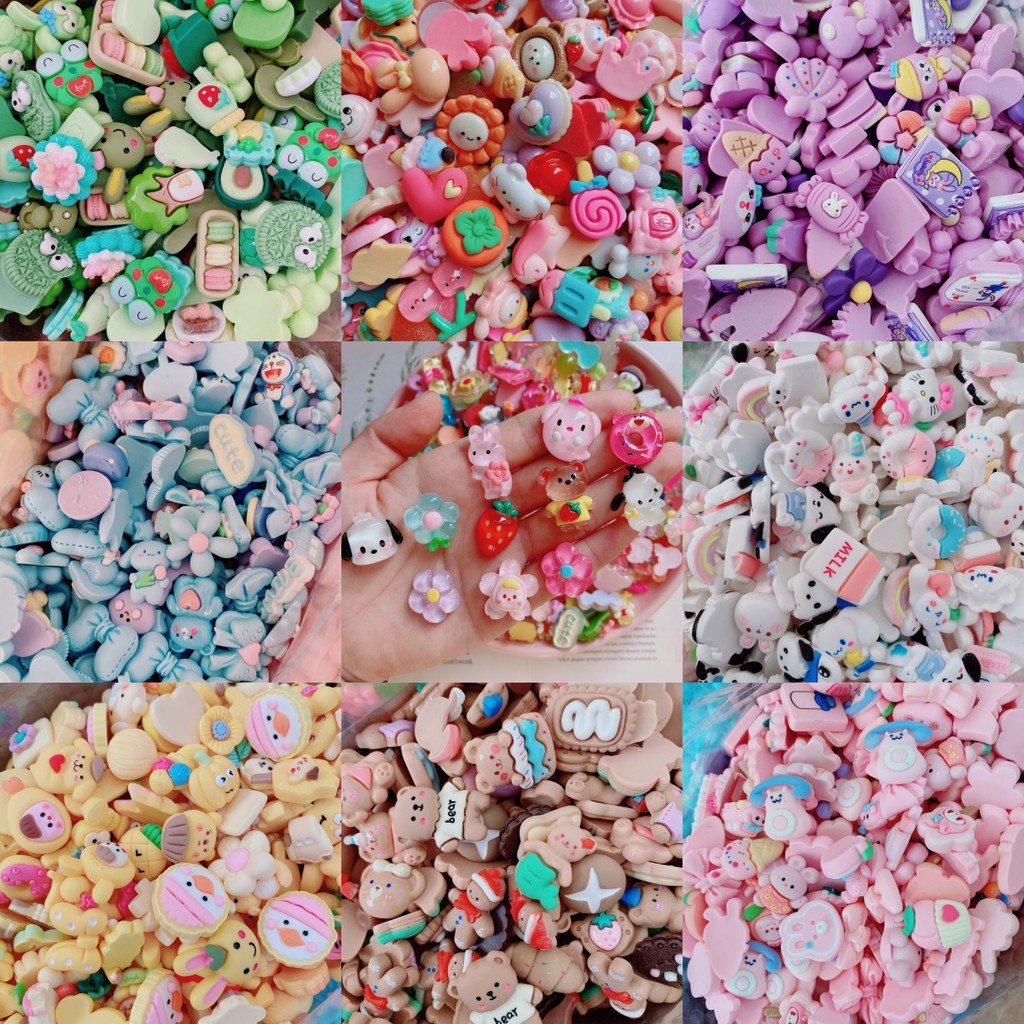 30Pcs/set Cute Set with Bulk Mixed Resin Flat Back Charm DIY Phone Case ...