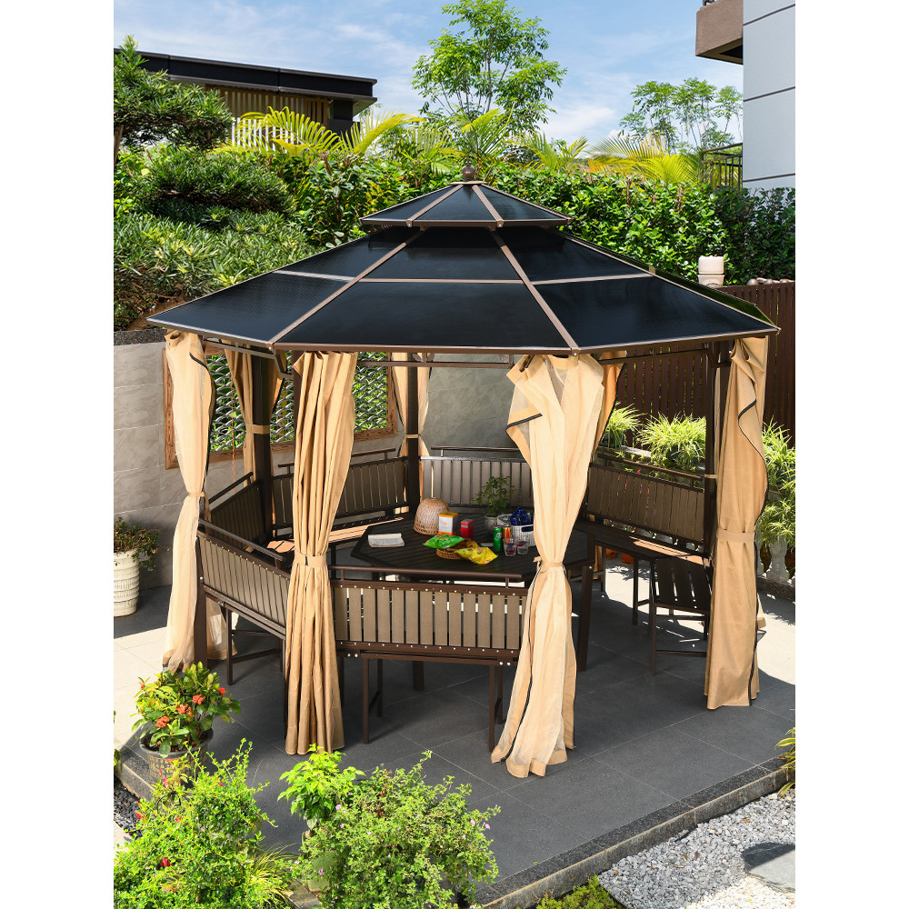 Outdoor Pavilion Courtyard Villa Garden Cooling Shed Hexagonal Pavilion ...