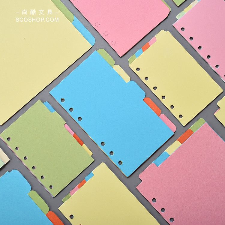 (SG) A5 / A6 Color Paper Index Paper 6-holes loose-leaf booklet slip ...