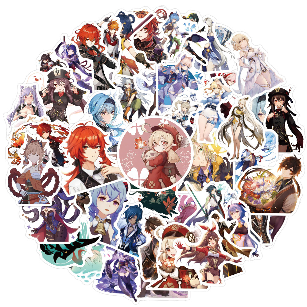 50-Piece Genshin Impact Graffiti Sticker Collection Elemental Art ...