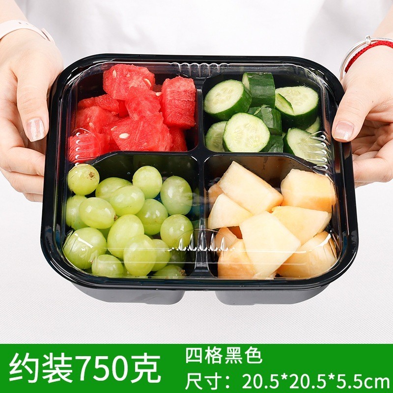 Disposable Fruit Box Square Transparent Platter Separated Four Grids ...