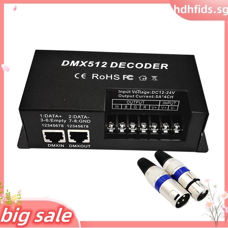 DMX 512 4 Channel Decoder Stage LED Lighting Controller PWM Dimmer Driver 30A Input DC12V-24V ...