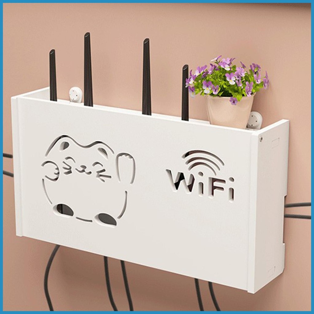 WiFi Box Hider Fortune Cat Hollow Router Hider Box No Drilling Router ...