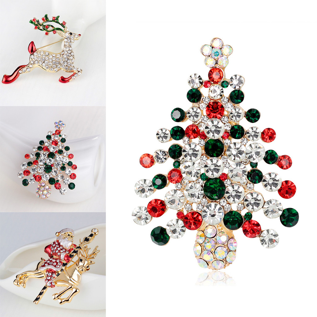 New Luxury Exquisite Christmas Brooches Pin Snowman Santa Claus Boot ...