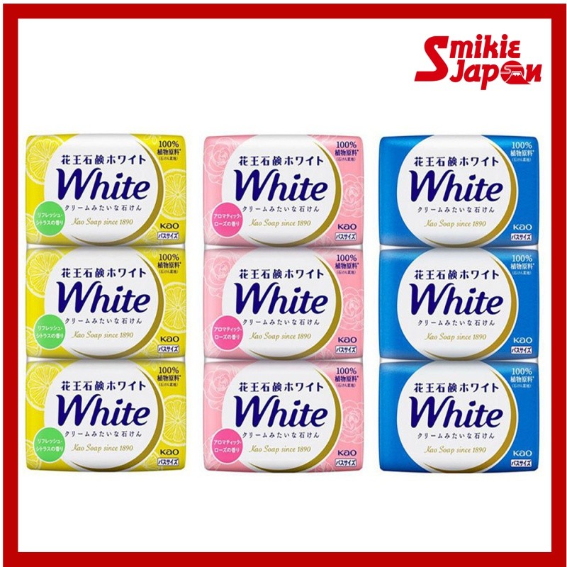 Kao White Bath Soap 130g x 3Pcs Regular/ Aromatic Rose / Citrus Bath ...