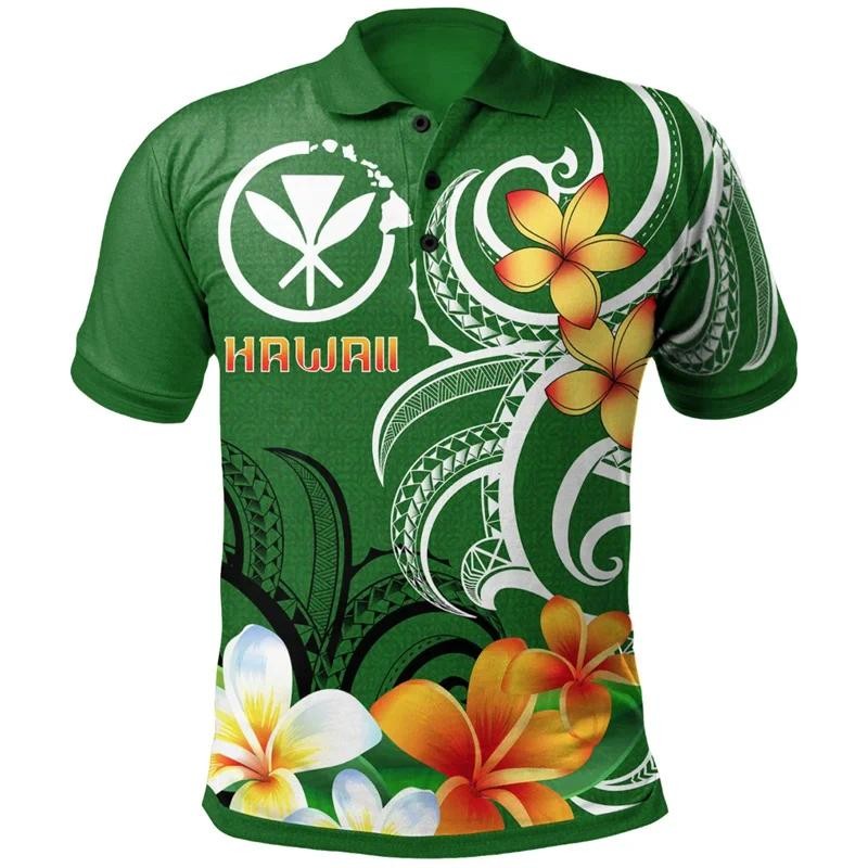 Hawaiian Polynesia Graphic Polo Shirts For Men 3D Printed Hibiscus ...