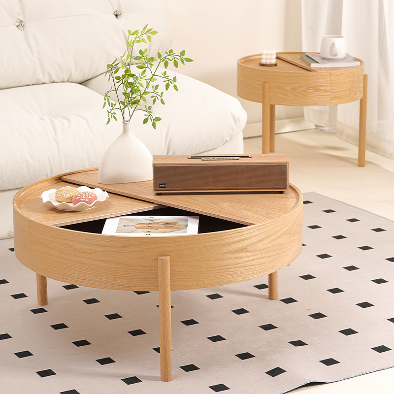 Nordic Coffee Table Rotating Table Wooden Table Round Coffee Table ...