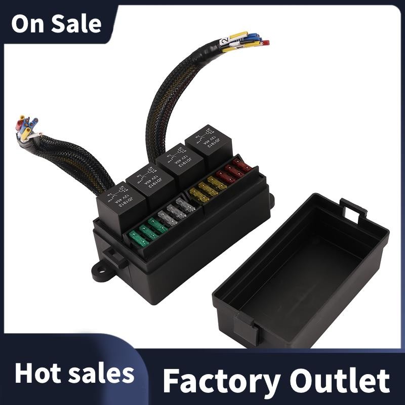 12V Car Fuse Relay Box Pre-Wired Fuse and Relay Box with 4 Relay 12 Way ...