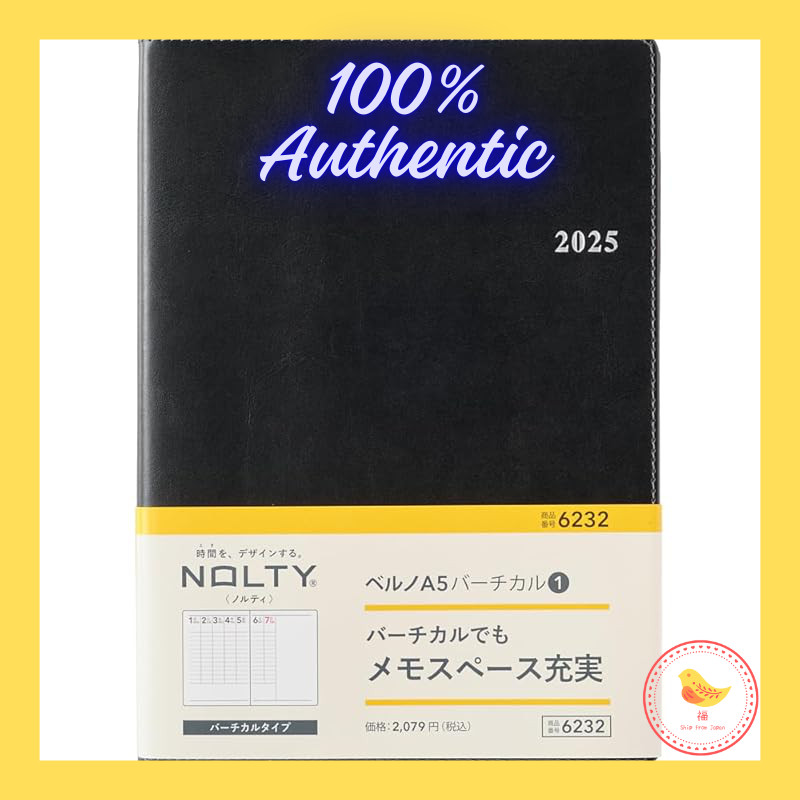 NOLTY 2025 A5 Vertical Planner Berno 2 Black (Starts December 2024 ...