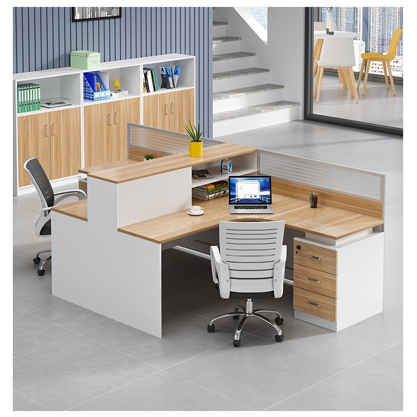 Office Staff Screen Two-Person Work Station Office Desk and Chair ...