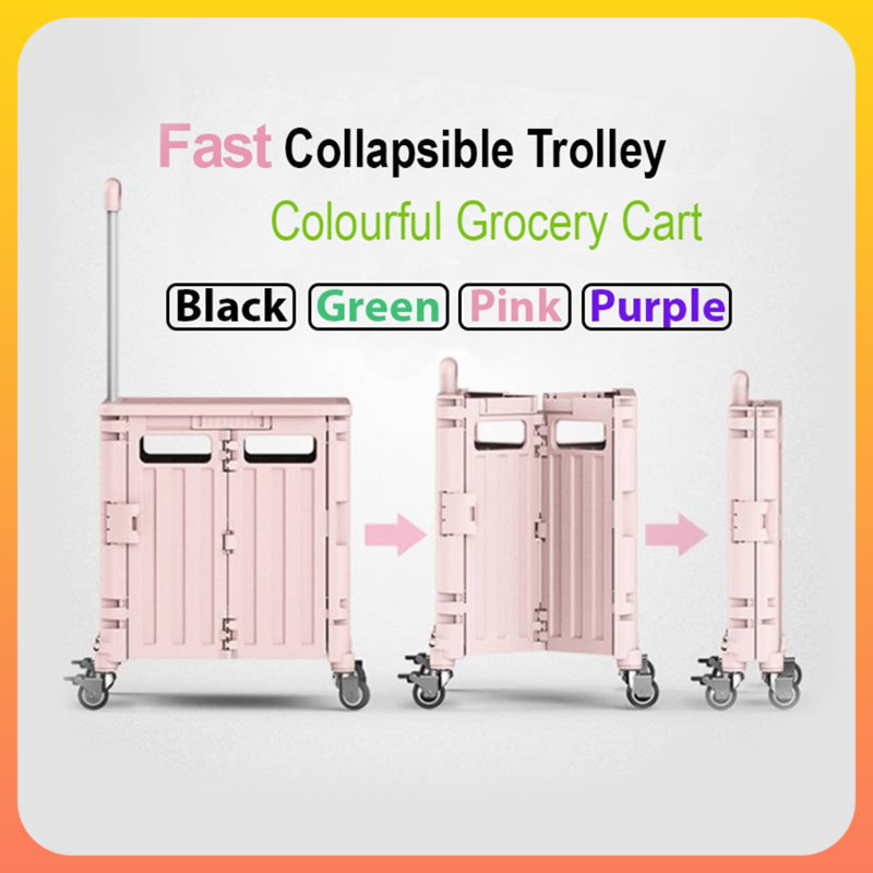 [SG READY STOCK ] Trolley Large Foldable Shopping Trolley Cart 65L ...