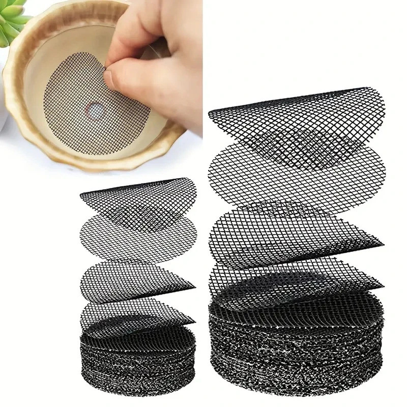 100 Pcs Pot Hole Screen Mat, Round Drainage Hole Screen to prevent soil ...