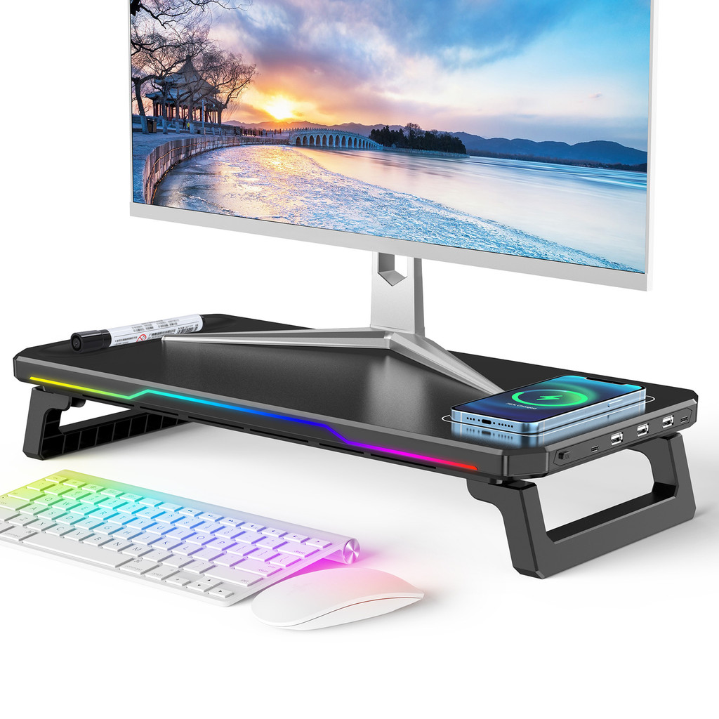 Cool Luminous Version of Technology Computer Monitor Elevated Rack Belt ...