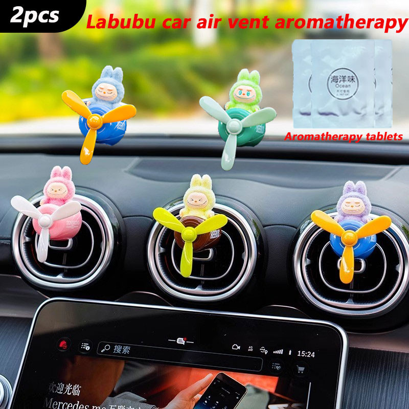 2pcs Labubu Car Air Vent Fragrance Cute Pilot Car Accessories Interior ...
