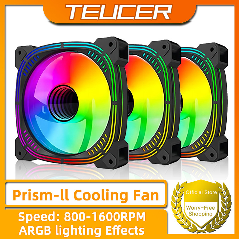 TEUCER Prism-2 1PCS/3PCS ARGB Case Fan, 120mm PWM 800-1600RPM 5V 3Pin ...