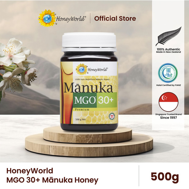 HoneyWorld Manuka MGO 30+ 500g | Halal Certified | Product of New Zealand | Best for Sore Throat ...