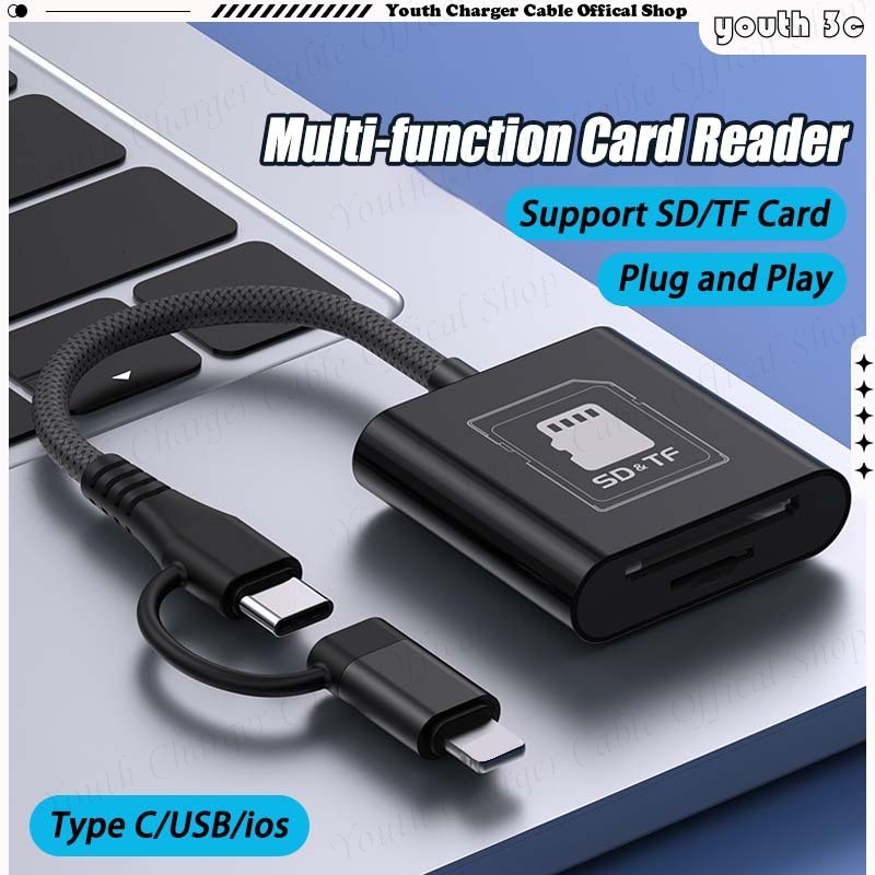 2-in-1 Dual Card Reader SD/TF Memory Card Adapter Multifunctional Type ...
