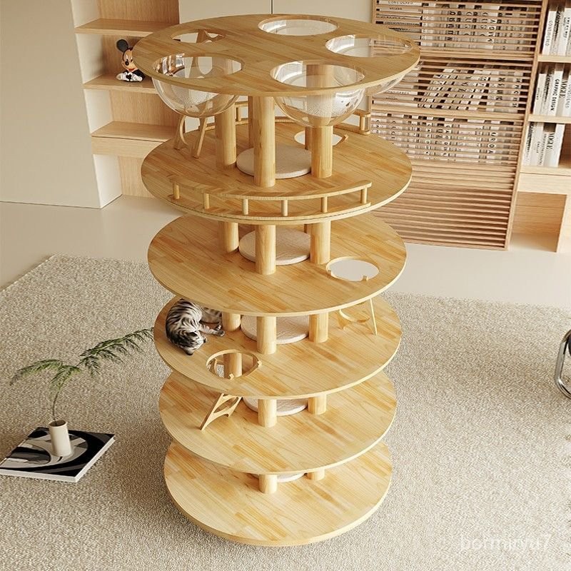 Cat Climbing Frame Cat Nest Cat Tree Integrated Super Large Solid Wood ...