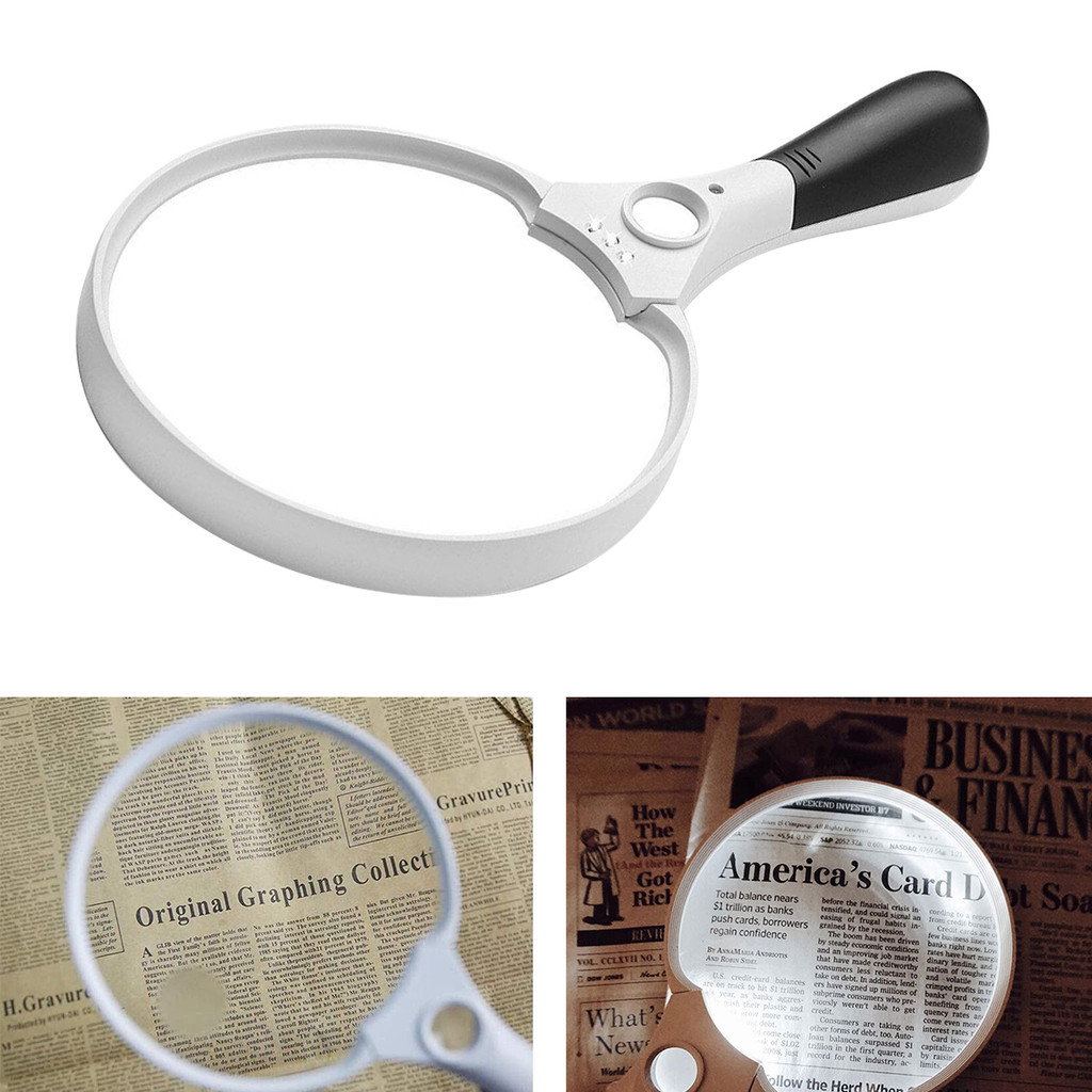 【Ilisland】Extra Large LED Handheld Magnifying Glass with Light - 2X 4X ...