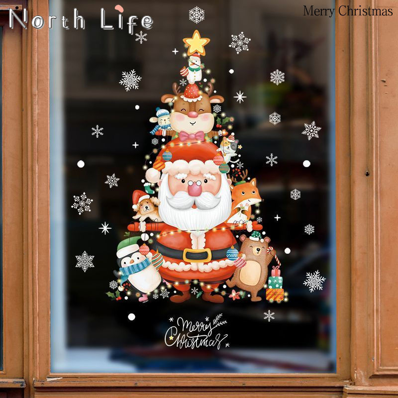 2025 Christmas Decoration Electrostatic Window Stickers Holiday Layout ...