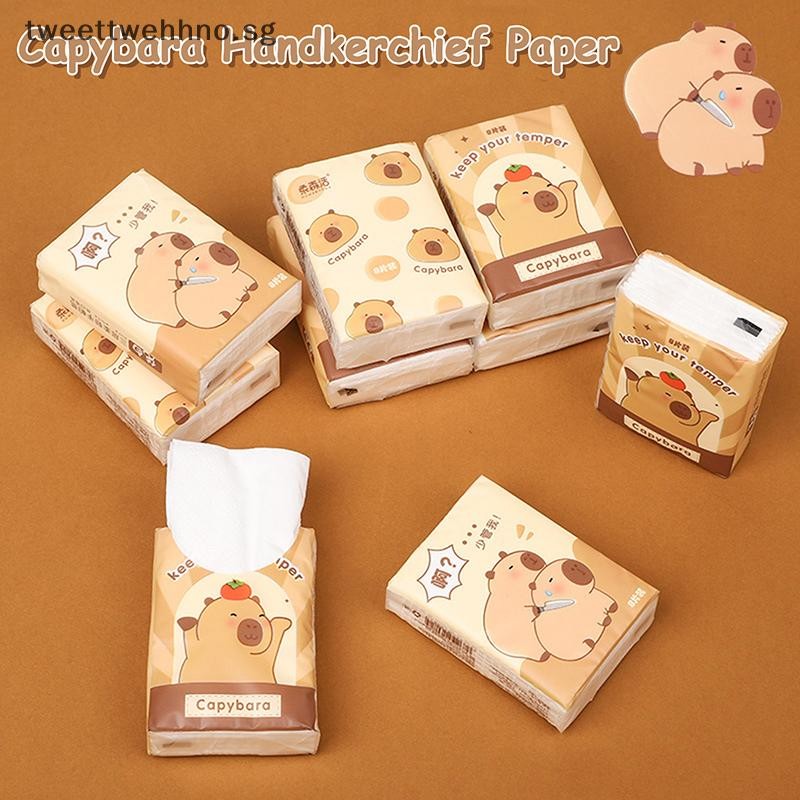 TW 9 Packs Cute Capybara Panda Handkerchief Paper Soft Three Layer ...