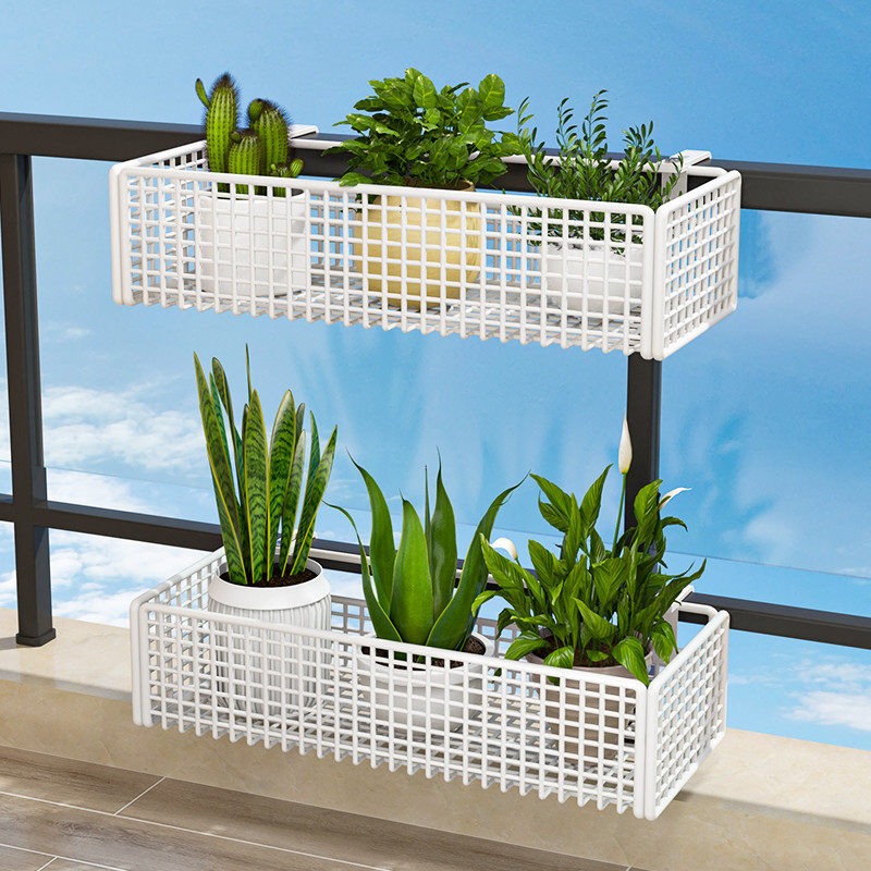 [48H Shipping] Flower Stand Window Sill Balcony Storage Rack Railing ...