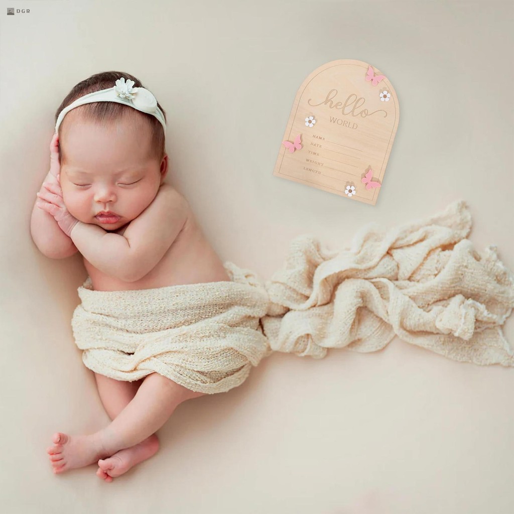 Baby Birth Announcement Board Wooden Hello World Newborn Welcome Sign ...