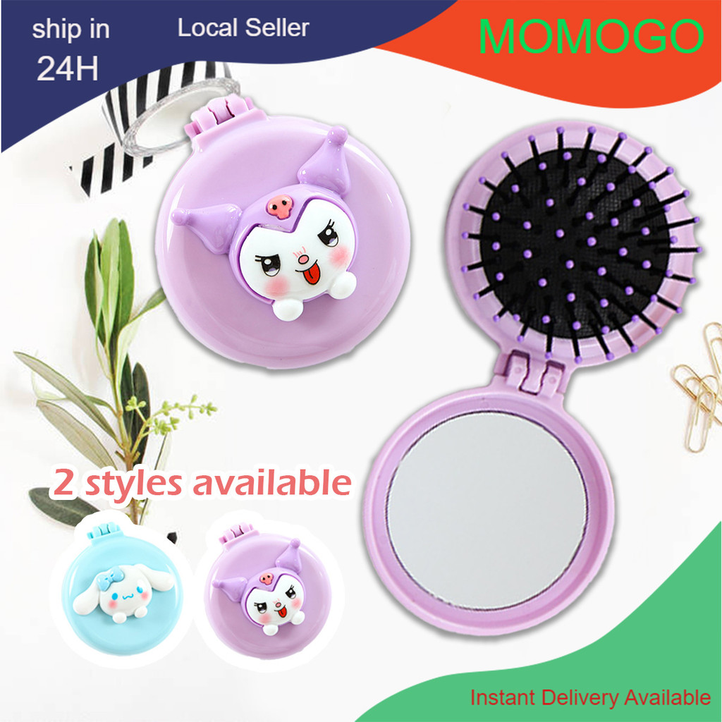 Cartoon Cinnamoroll Foldable Comb With Mirror Cushion Portable Plastic ...