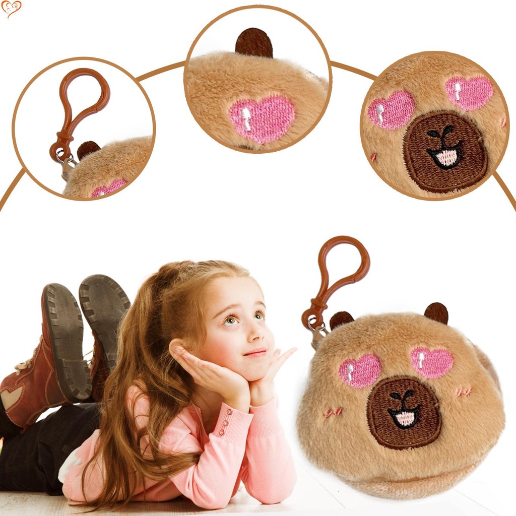 Cartoon Plush Animal Wallet Creative Stuffed Capybara Shape Coin Purse ...