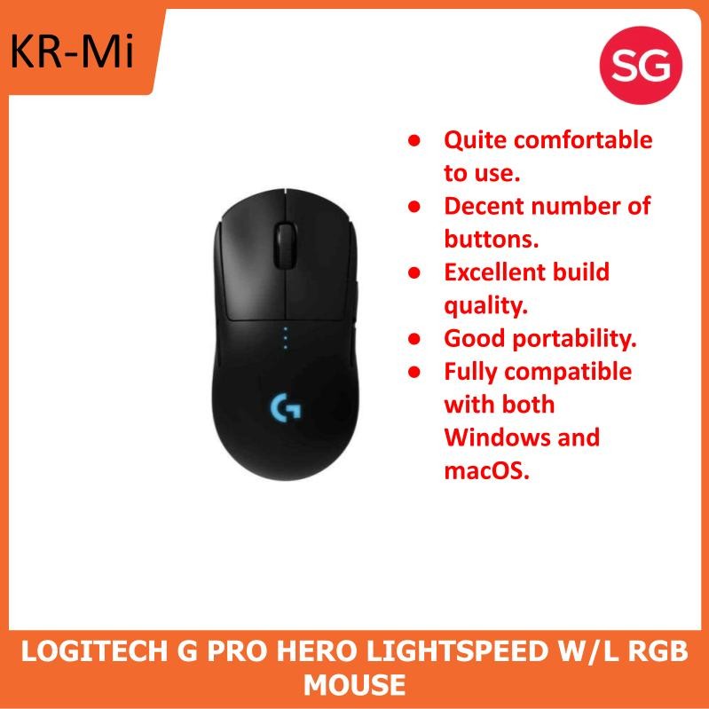 Logitech G PRO Hero Lightspeed Wireless Lightsync RGB Mouse With Hero ...