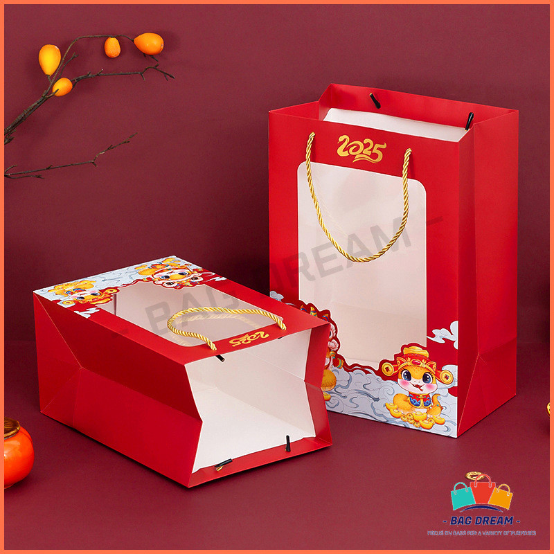 2025 Exquisite Chinese New Year Gift Bag With Window Display / Portable ...