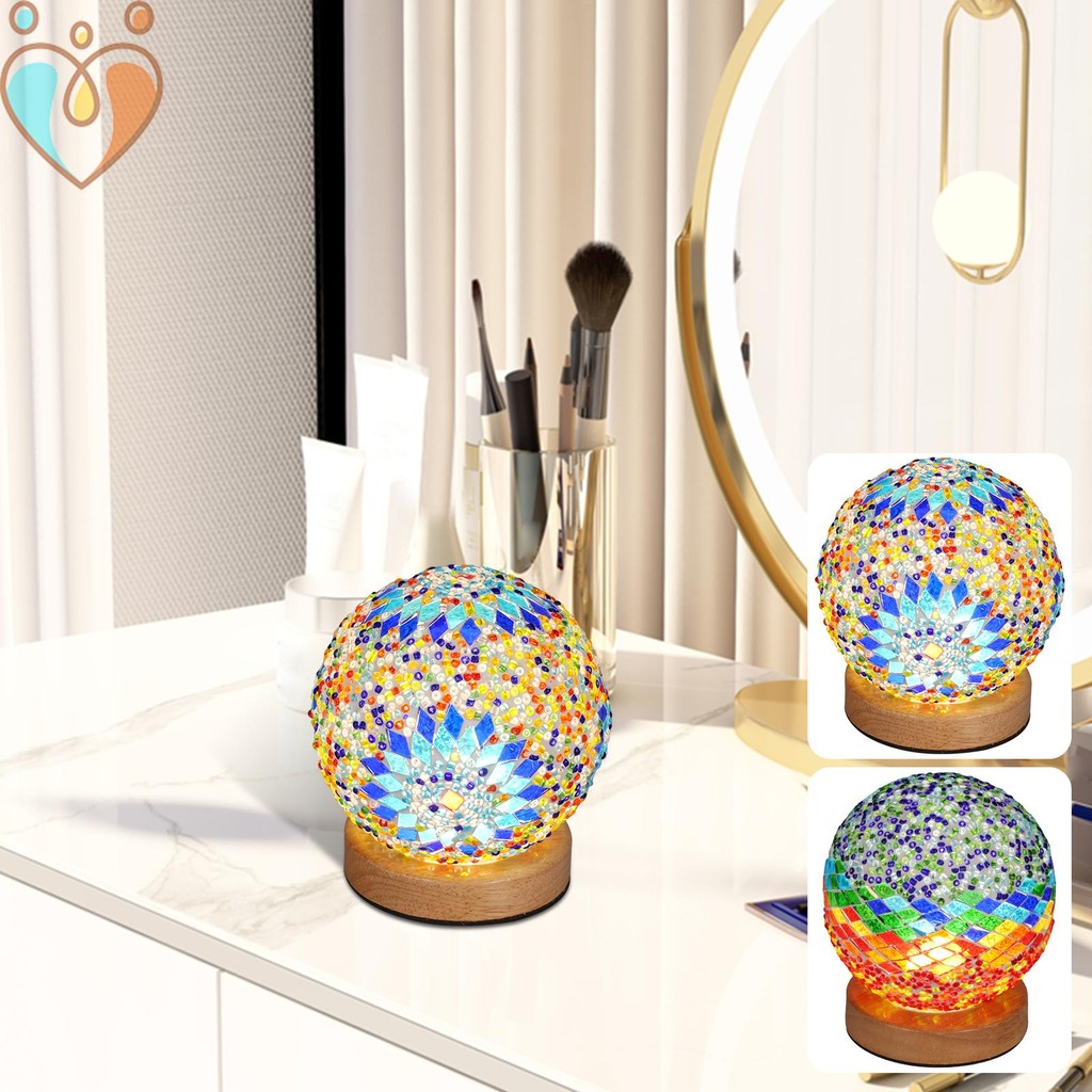 Night Lights Table Lamps Soft Light Bohemian Glass Table Lamps 3 Color ...
