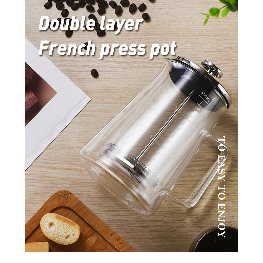Heat-Resistant Glass French Press - Double-Wall Insulated Coffee Maker ...