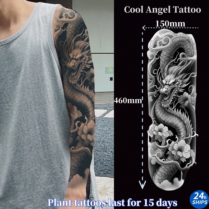 Flying Dragon Pattern Tattoo Handsome Boy Arm Plant Tattoo Waterproof ...