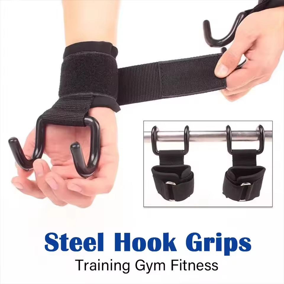 Deadlift Grip Hooks Adjustable Pull-Up Assist Hook Lightweight Workout ...
