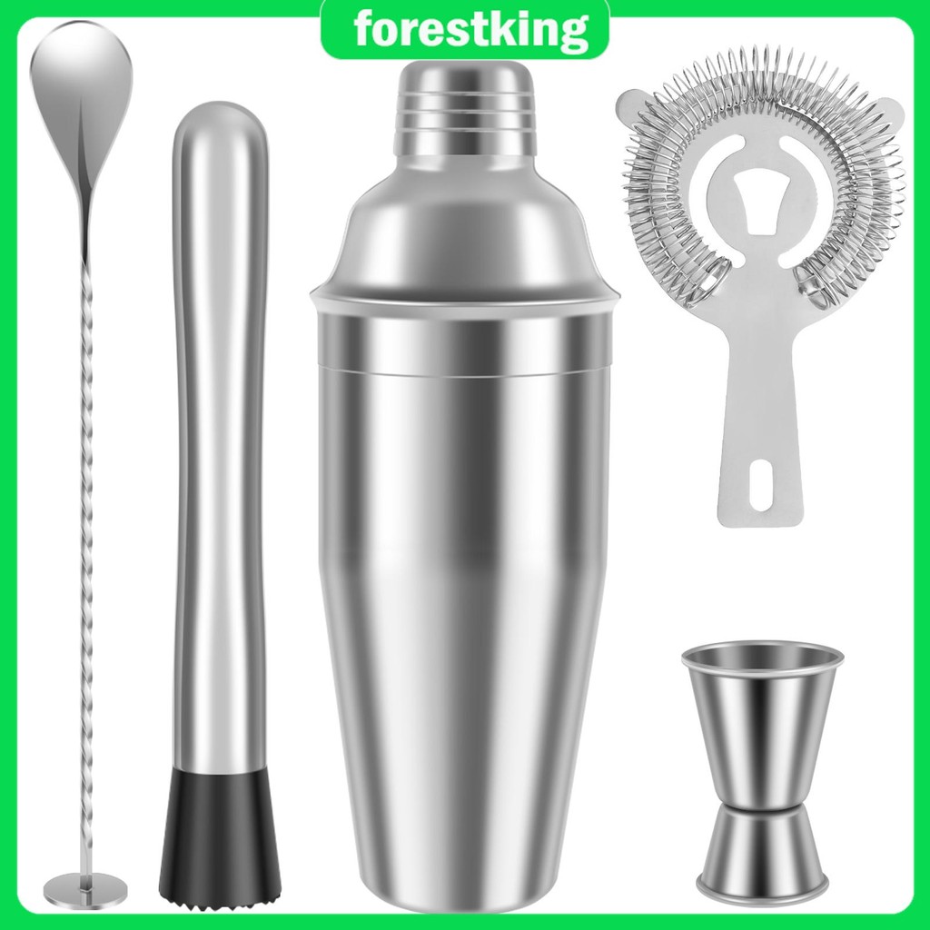 5Pcs Cocktail Shaker Kit Stainless Steel Shaker Set with 18Oz Shaker ...