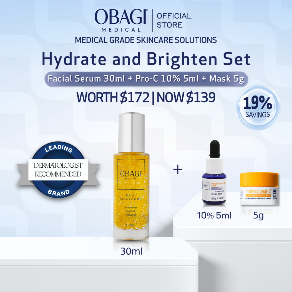 Obagi Medical Hydrate and Brighten Set (Daily Hydro-Drops Facial Serum ...