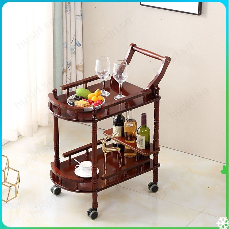 Movable trolley solid wood tea refreshment trolley cake trolley wine ...