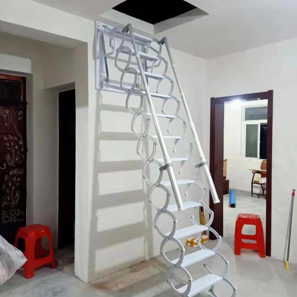 Foldable Stretching Ladder Telescopic Staircase Loft Wall-Mounted ...