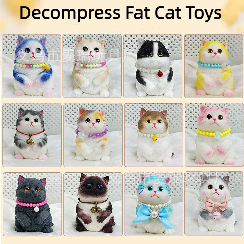 Cute Squishy Relief Squeeze Cat Toys Big Silicone Cat Squishy Fidget ...